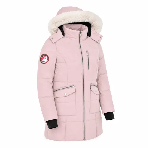 CANADA WEATHER GEAR Faux Fur Hood Bubble Puffer Coat - Blush