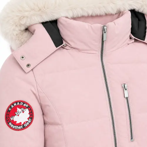 CANADA WEATHER GEAR Faux Fur Hood Bubble Puffer Coat - Blush