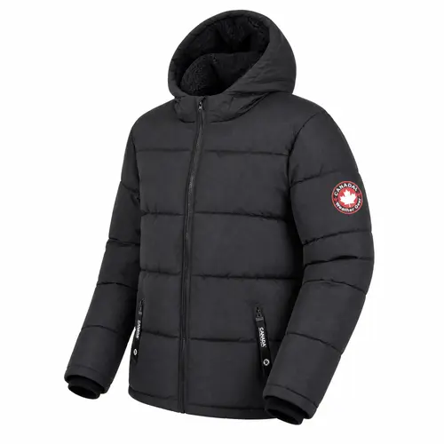 CANADA WEATHER GEAR Fleece Lined Hooded Bubble Puffer Jacket - Black