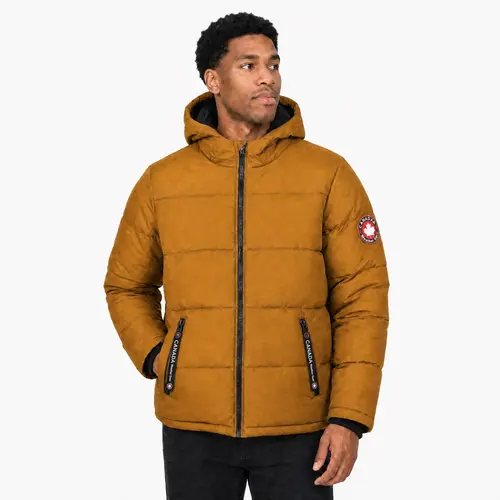 CANADA WEATHER GEAR Fleece Lined Hooded Bubble Puffer Jacket - Timber