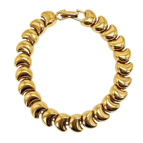 MADISON BEVERLY HILLS Vintage 1980s Tone Crescent Link Bracelet - Gold