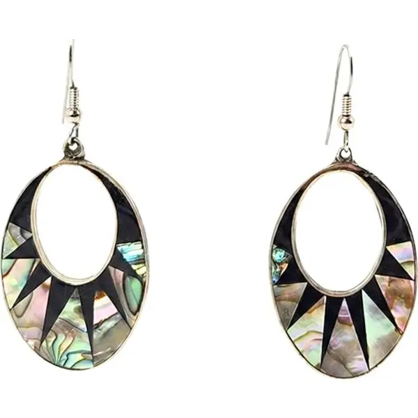 MADISON BEVERLY HILLS Vintage 1970s Abalone Inlay Dangle Earrings