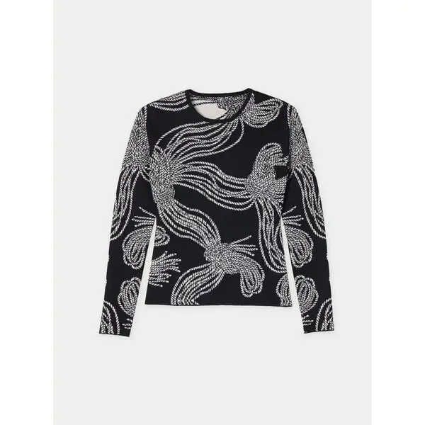 Gobi Cashmere Rope Knot Print Cashmere Silk Sweater