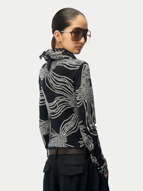 Gobi Cashmere Rope Knot Print Cashmere Silk Sweater