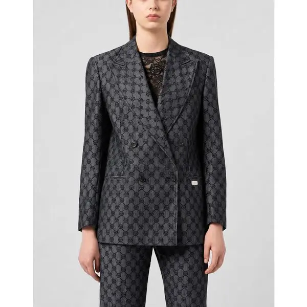 Philipp Plein Double-breasted Dame Fit Blazer Monogram