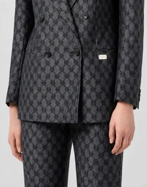 Philipp Plein Double-breasted Dame Fit Blazer Monogram