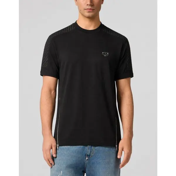 Philipp Plein Jersey T-shirt Padded Sleeves - Black