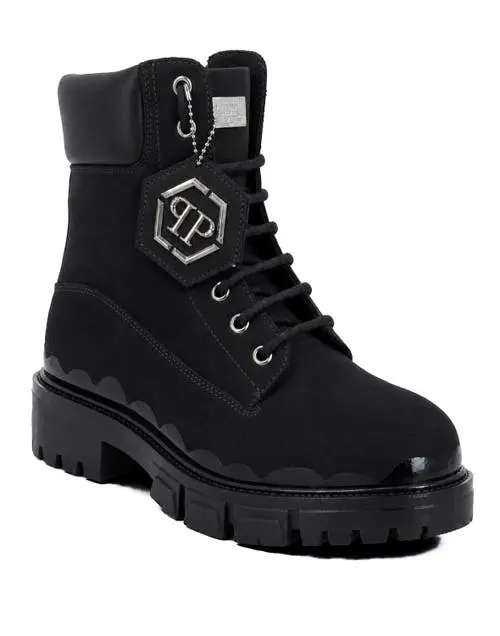 Philipp Plein Nabuk Lace-up Boots Immersed - Black/black