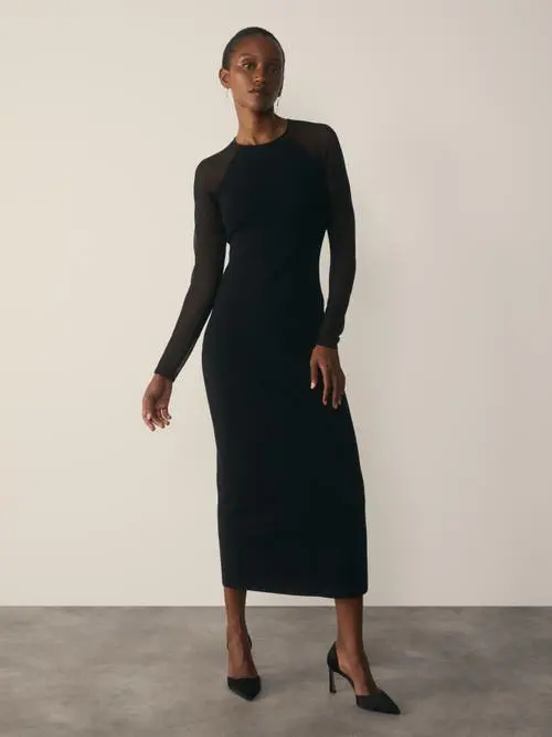 The Fold Sculpted Stretch Knit Midi Dress