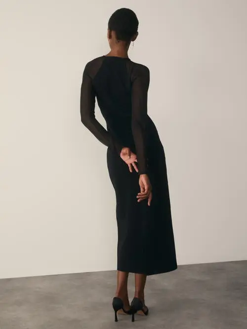 The Fold Sculpted Stretch Knit Midi Dress