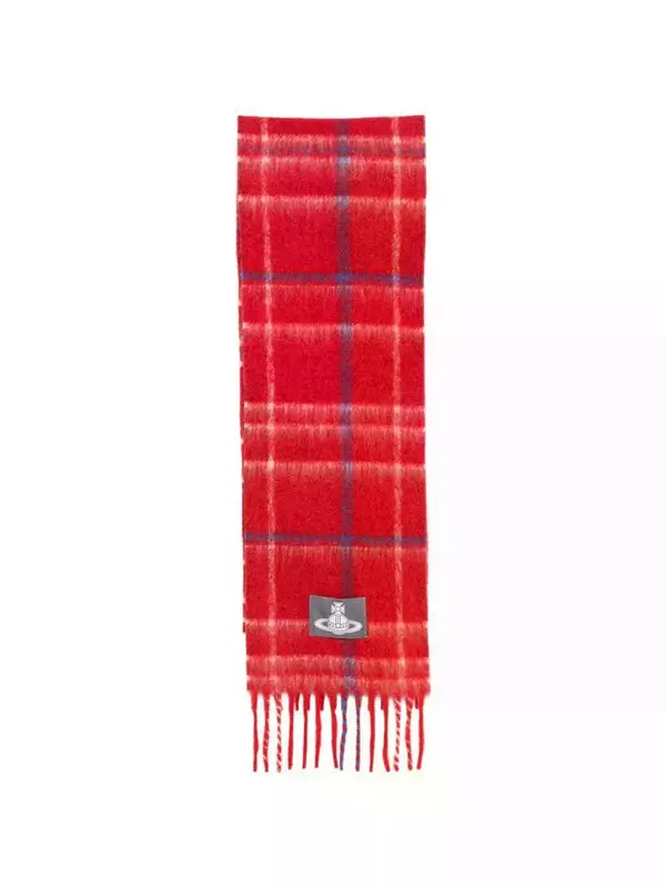 VIVIENNE WESTWOOD Orb-patch Check Scarf - Red