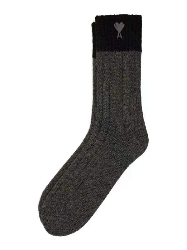 AMI Paris De Coeur Embroidered Socks