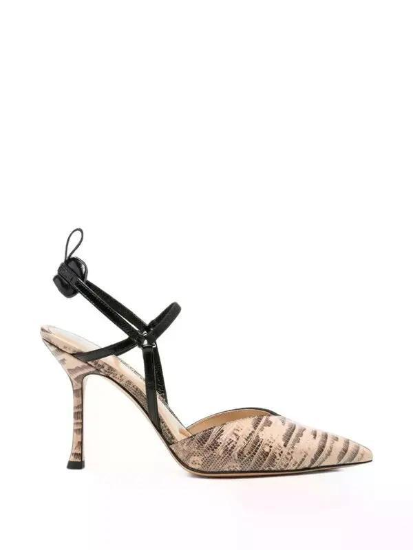 Fendi Very Colibrì Snake-effect Slingback Pumps - Neutrals