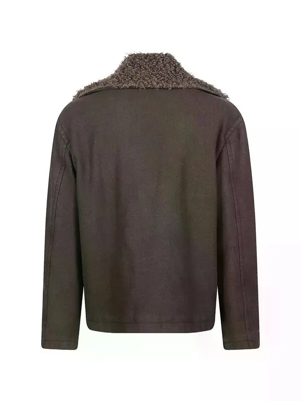 DIESEL® Shearling-collar Double-breasted Jacket - Grey