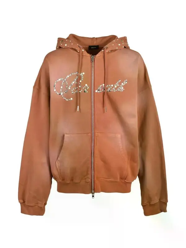 BREATH Rhinestone-embellished Faded Hoodie