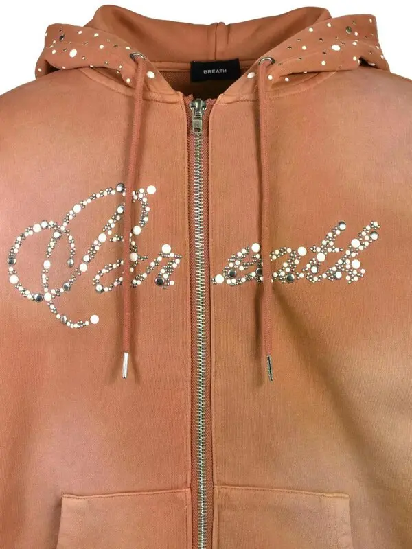 BREATH Rhinestone-embellished Faded Hoodie