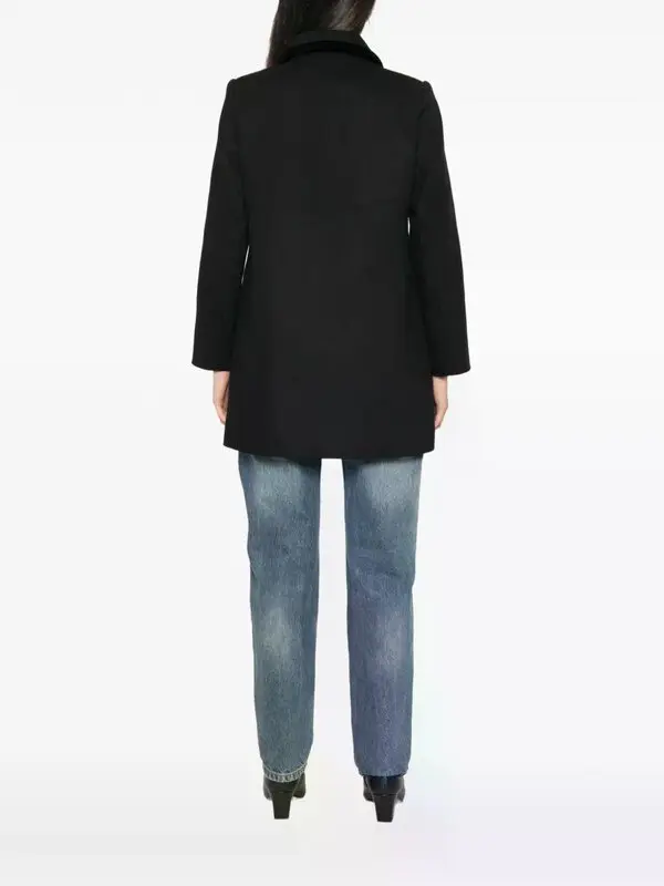 Sandro Velvet-trim Double-breasted Coat