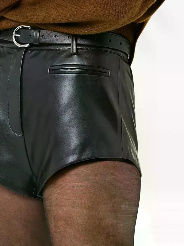 NICHOLAS Leather High-cut Shorts