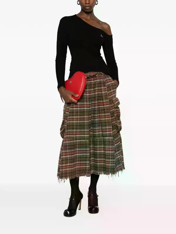 VIVIENNE WESTWOOD Orb-embroidered Asymmetric-neck Top - Black