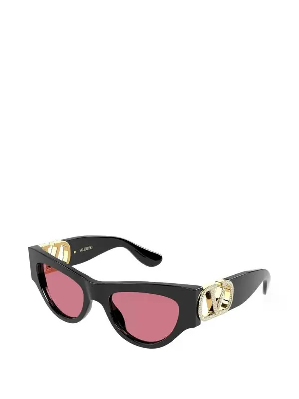 Valentino Garavani Vlogo Crystal-embellished Cat-eye Frame Sunglasses - Black