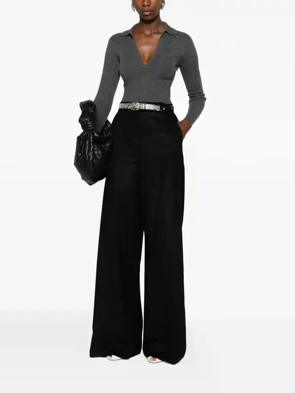 Max Mara Angel Ribbed-knit V-neck Sweater - Grey