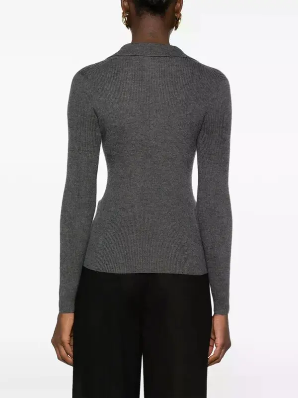 Max Mara Angel Ribbed-knit V-neck Sweater - Grey