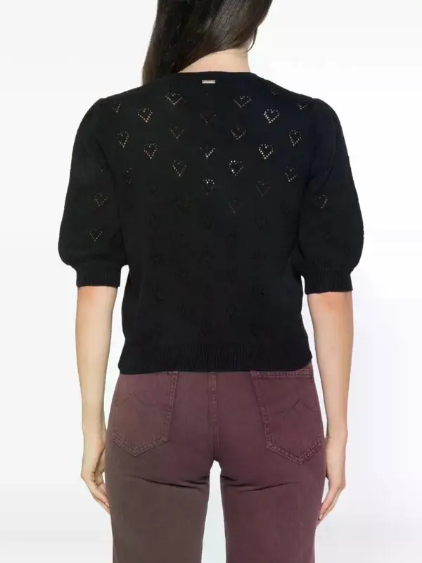 TWINSET Heart-pointelle Short-sleeve Sweater - Black
