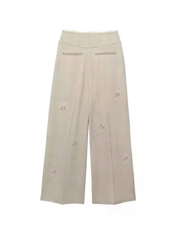 Shanghai Tang Embroidered Button-fastening Flared Trousers