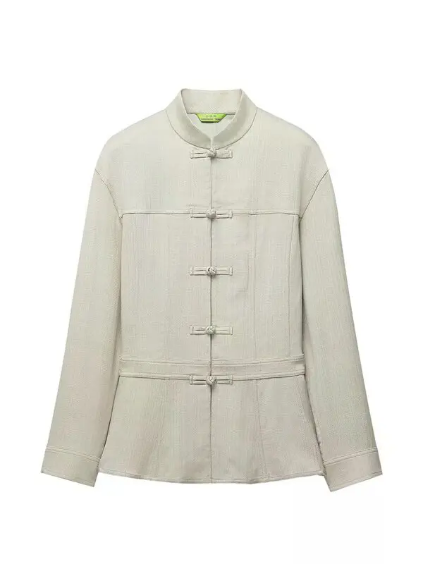Shanghai Tang Frog-fastening Lace-up Jacket - Grey
