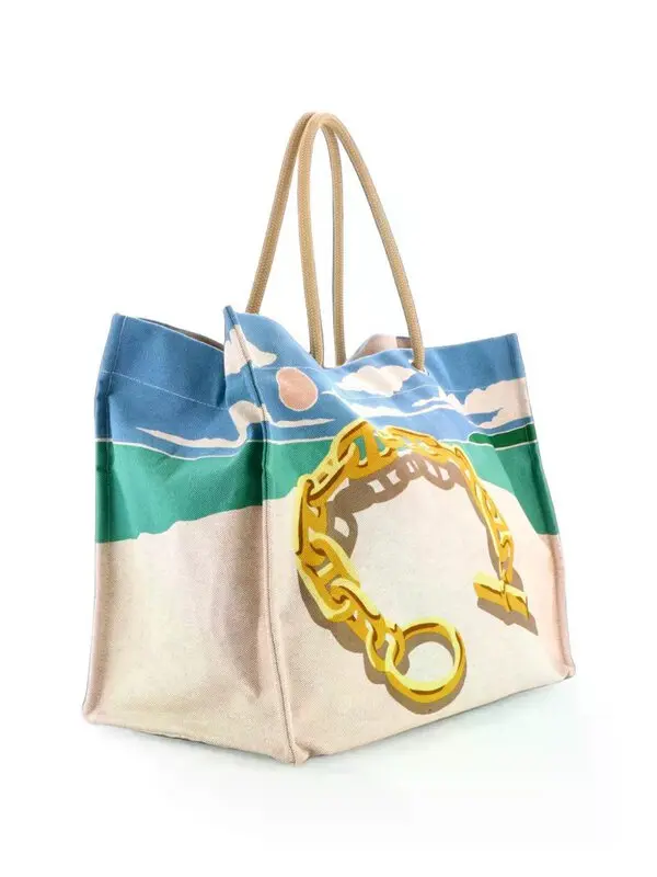 Hermès Beach Bag Printed Canvas Tote Bag