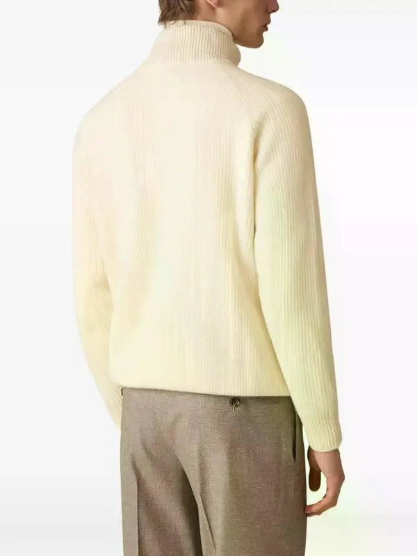 LARDINI Ribbed-knit Zip-up Cardigan