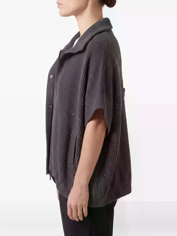 Brunello Cucinelli Sequin-embellished Ribbed-knit Jacket