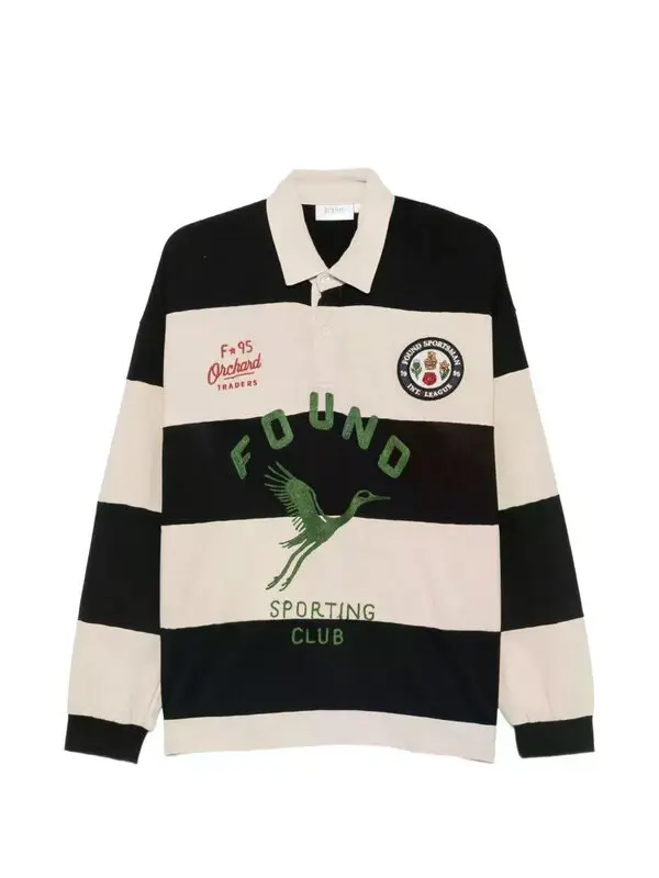 FOUND Bird Logo Striped Polo Shirt