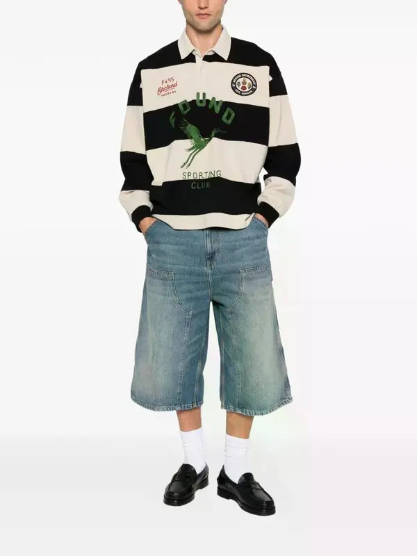 FOUND Bird Logo Striped Polo Shirt