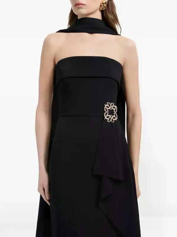 Elie Saab Strapless Brooch-detail Maxi Dress