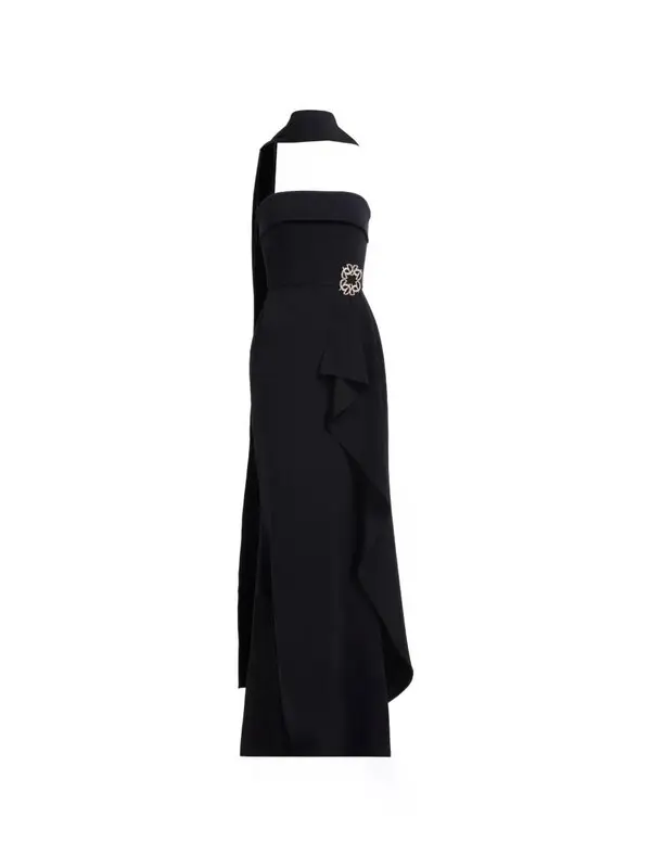 Elie Saab Strapless Brooch-detail Maxi Dress