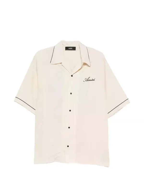Amiri Graphic-patch Camp-collar Shirt - Neutrals