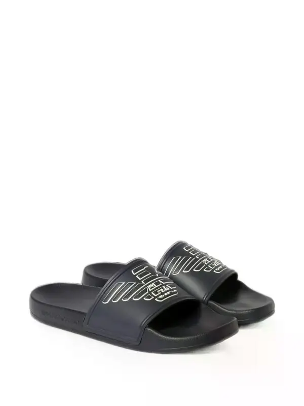 Emporio Armani Logo-embossed Slides - Blue
