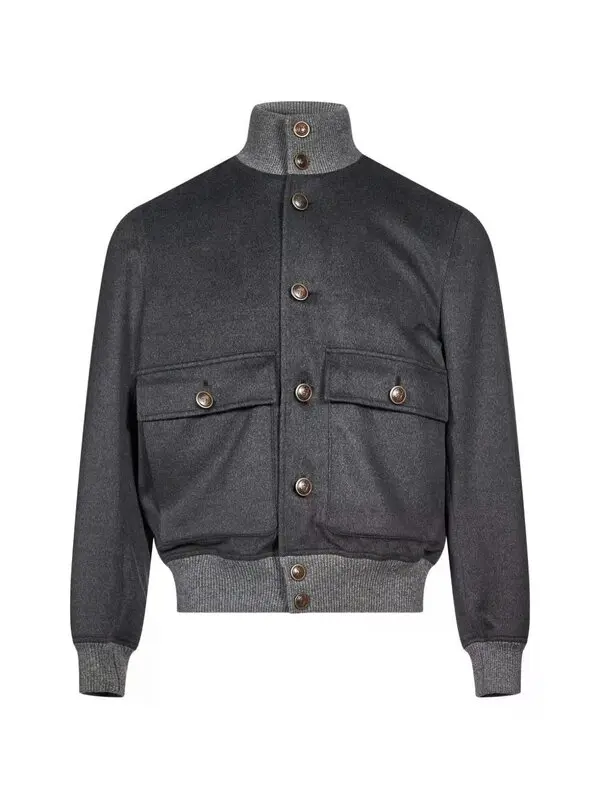 Brunello Cucinelli Button-up Bomber Jacket - Grey