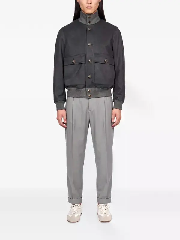 Brunello Cucinelli Button-up Bomber Jacket - Grey