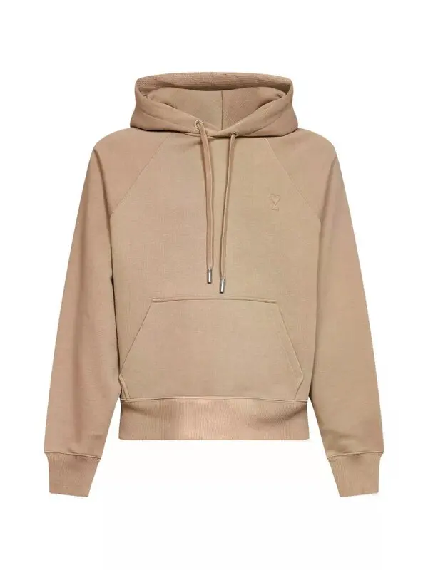 AMI Paris Logo-embroidered Hoodie - Neutrals