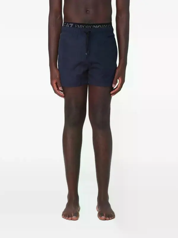 EA7 Logo-waistband Drawstring Swim Shorts