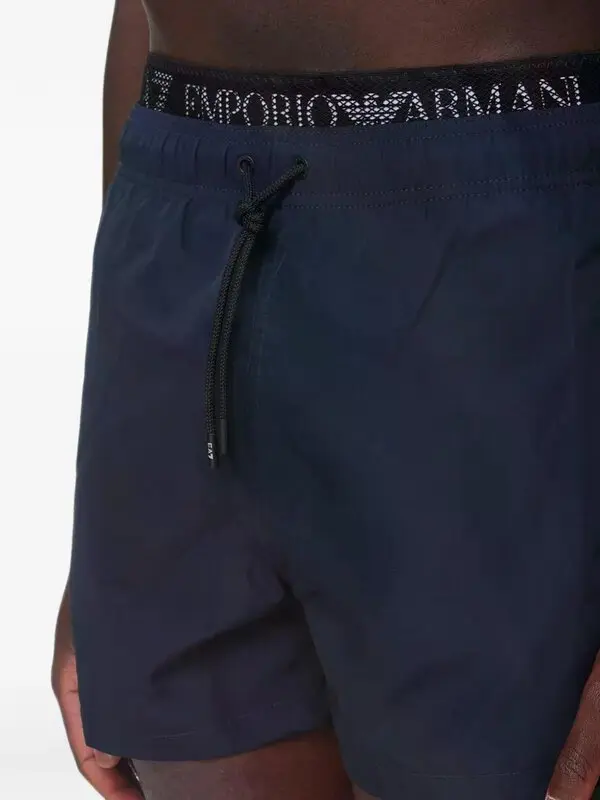 EA7 Logo-waistband Drawstring Swim Shorts