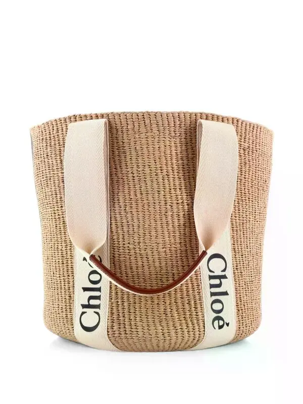 Chloé X Mifuko Woody Tote Raffia Large Bucket Bag - Neutrals