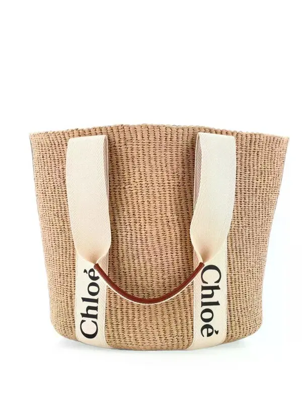Chloé X Mifuko Woody Tote Raffia Large Bucket Bag - Neutrals