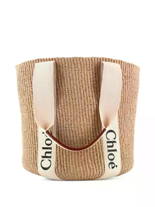 Chloé X Mifuko Woody Tote Raffia Large Bucket Bag - Neutrals