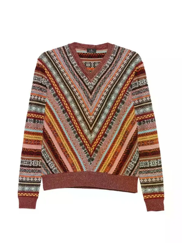 Etro Geometric-pattern V-neck Sweater