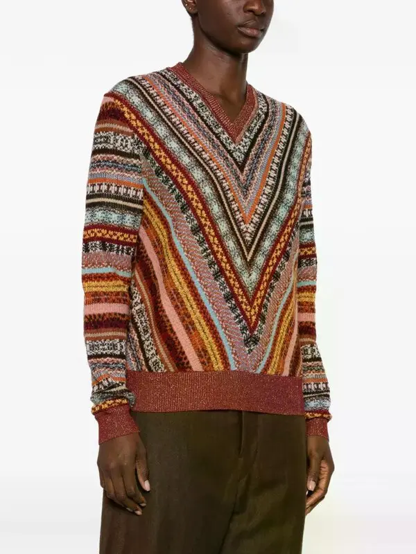 Etro Geometric-pattern V-neck Sweater