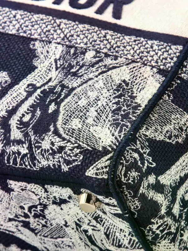 Dior Lady D-lite Bag Embroidered Canvas Large Tote Bag