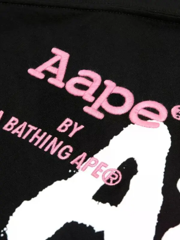 AAPE BY *A BATHING APE Logo-print Long-sleeve Cotton T-shirt - Black